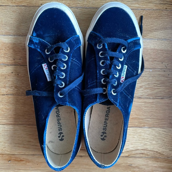 Superga | Shoes | Superga Blue Velvet Sneakers | Poshmark